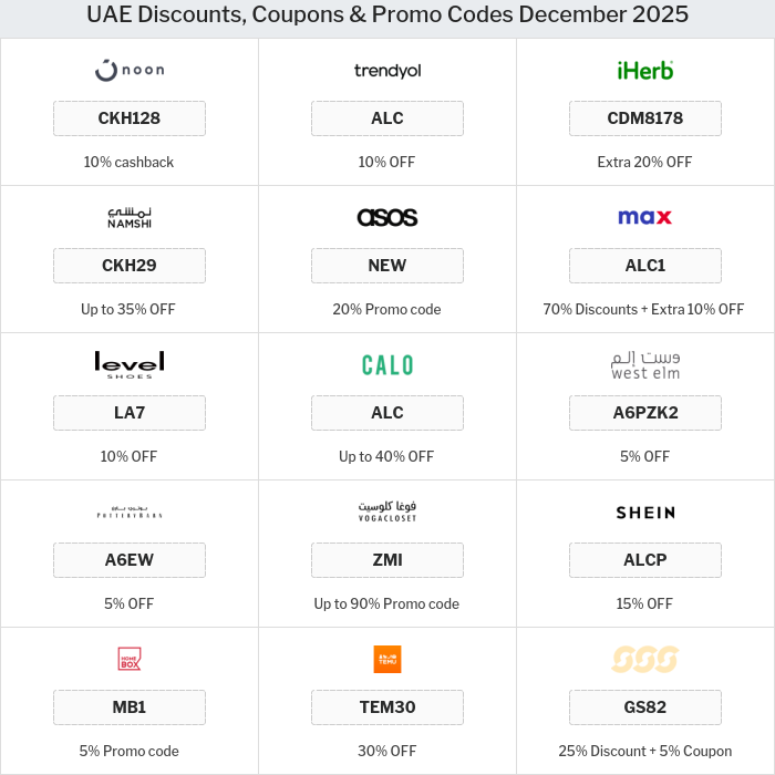 Discount Codes & Coupon Vouchers UAE | 2025 Code Khasem